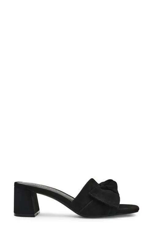 Anne Klein Kizmet Bow Slide Sandal - Black Suede