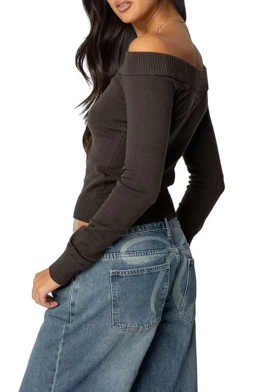 EDIKTED Off-the-shoulder Bow Top - Dark-gray