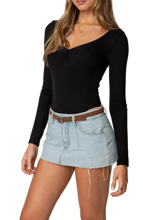 EDIKTED Jonah Long Sleeve Bodysuit - Black