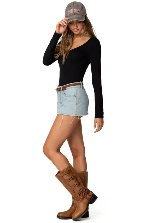 EDIKTED Jonah Long Sleeve Bodysuit - Black