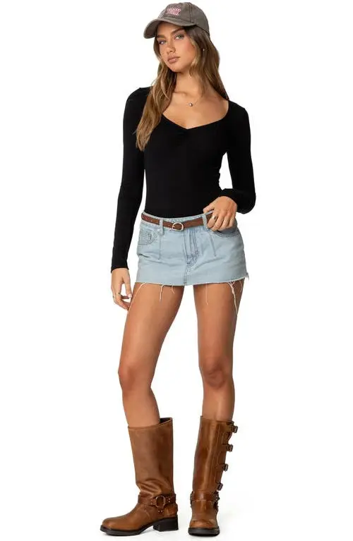 EDIKTED Jonah Long Sleeve Bodysuit - Black