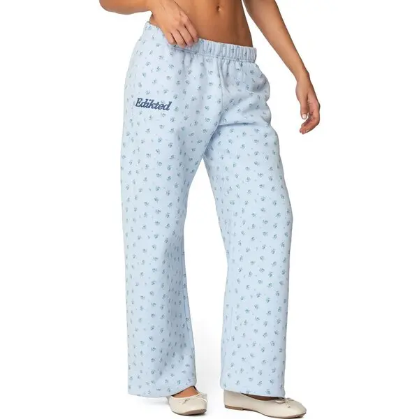EDIKTED Flower Power Sweatpants - Light-blue