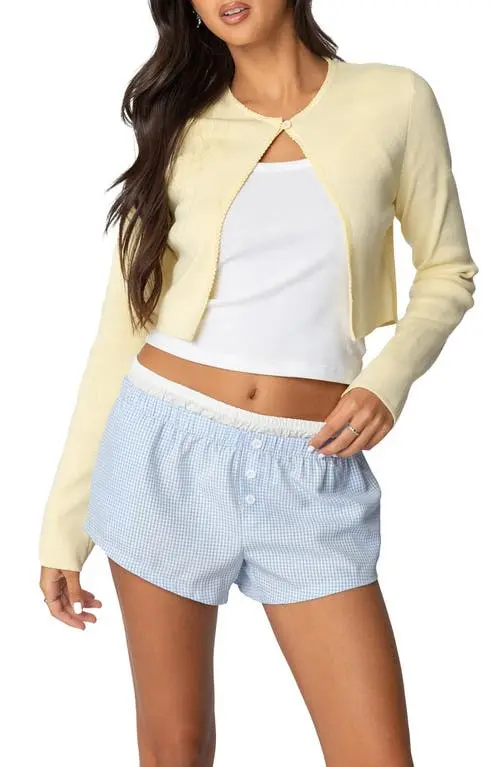 EDIKTED Jayne Split Front Knit Crop Cardigan - Yellow