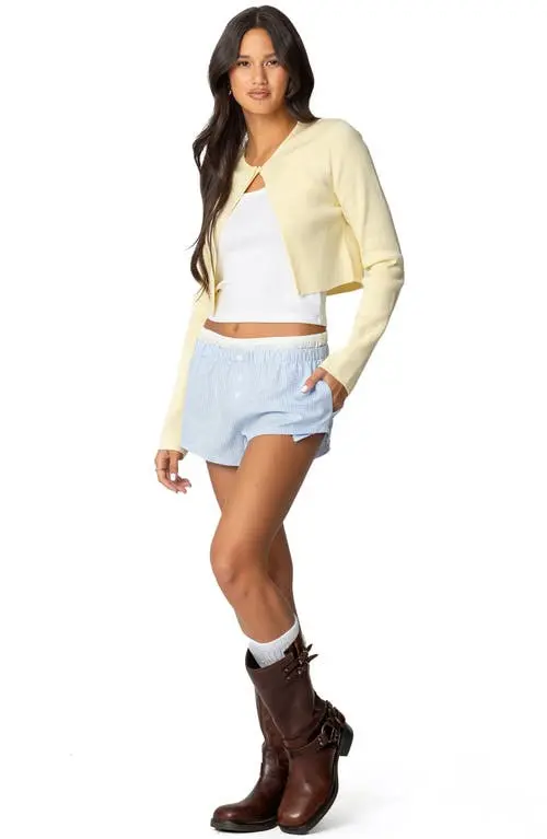 EDIKTED Jayne Split Front Knit Crop Cardigan - Yellow