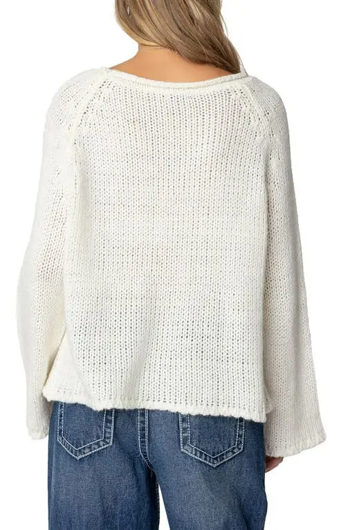 EDIKTED Open Stitch Kangaroo Pocket Sweater