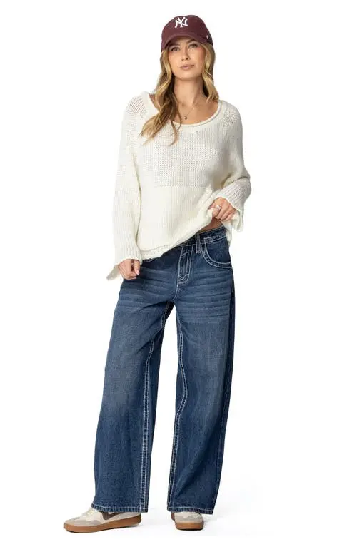 EDIKTED Open Stitch Kangaroo Pocket Sweater