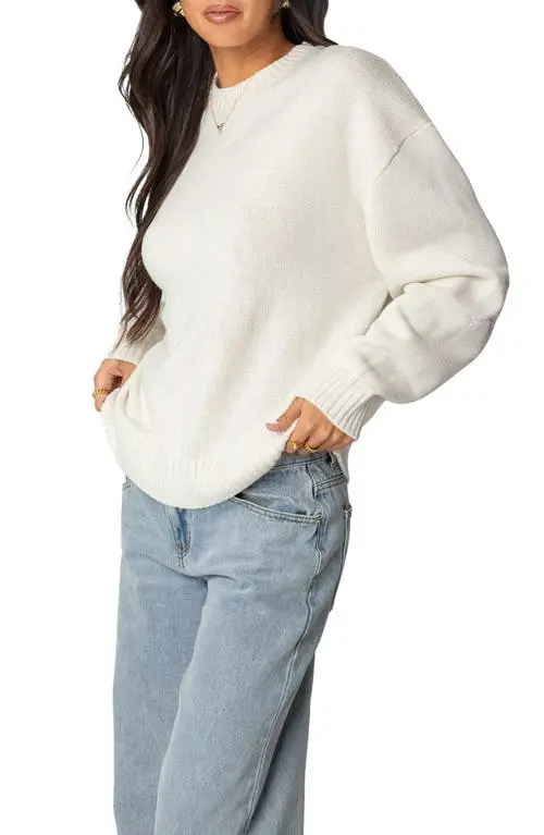 EDIKTED Rutie Bow Appliqué Crewneck Sweater