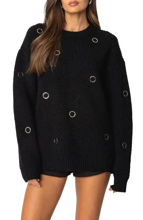 EDIKTED Ellia Grommet Oversized Sweater
