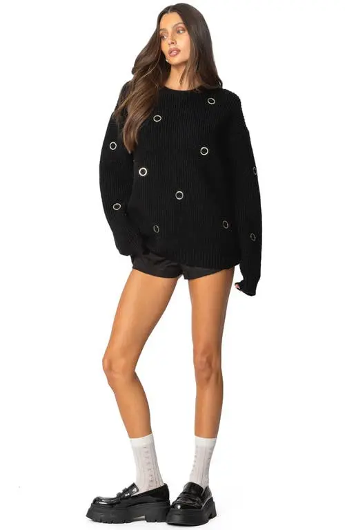 EDIKTED Ellia Grommet Oversized Sweater