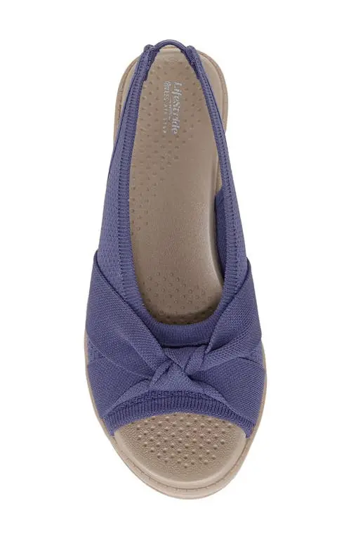 LIFESTRIDE Bzees Bell Slingback Wedge Sandal - Blue Knit