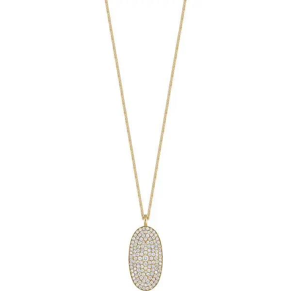 Bony Levy 18k Gold Diamond Pavé Oval Pendant Necklace - 18k Yellow Gold
