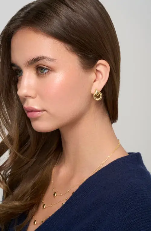 Bony Levy 14k Gold Drop Hoop Earrings