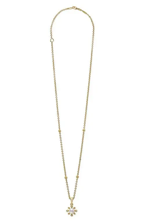 Lagos 18k Luna Fleur Pearl & Diamond Pendant Necklace - Gold