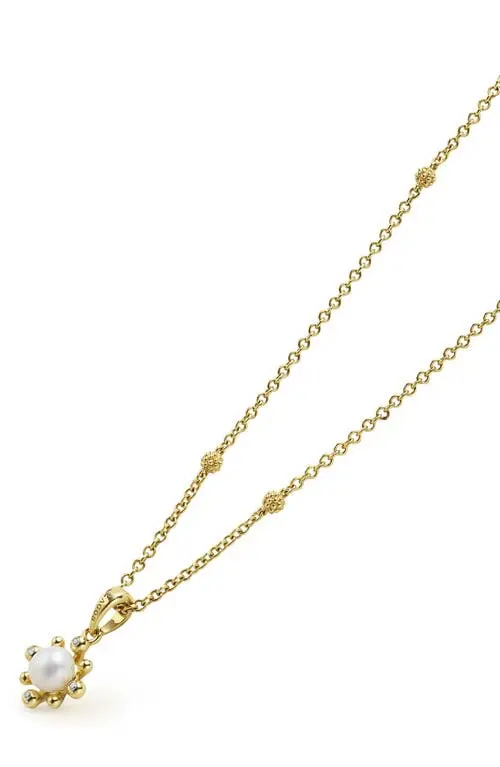 Lagos 18k Cultured Pearl And Diamond Pendant Necklace