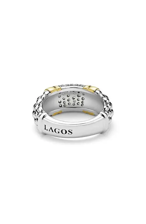 Lagos Signature Caviar Pavé Diamond Ring - Two-tone