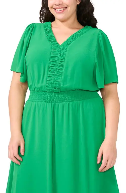 CECE DUPRAZ Flutter Sleeve Maxi Dress