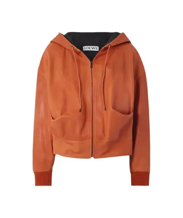 Loewe Hooded Draped Leather Jacket