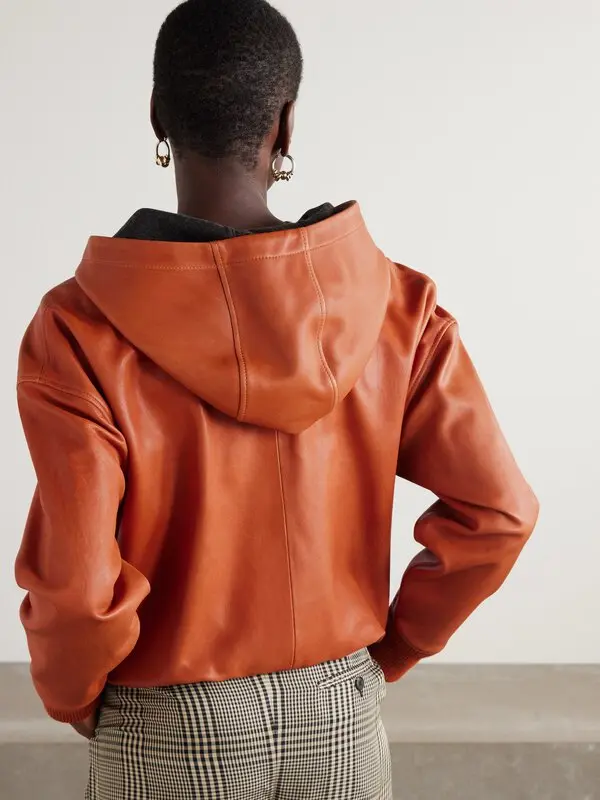 Loewe Hooded Draped Leather Jacket