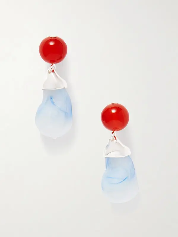 Completedworks Recycled Silver, Resin And Agate Earrings - Blue