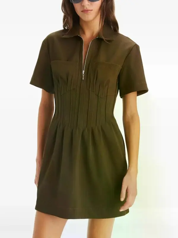 green emerald velvet dress Zip Front Day Dress - My Pet Leopard - Green main image 0