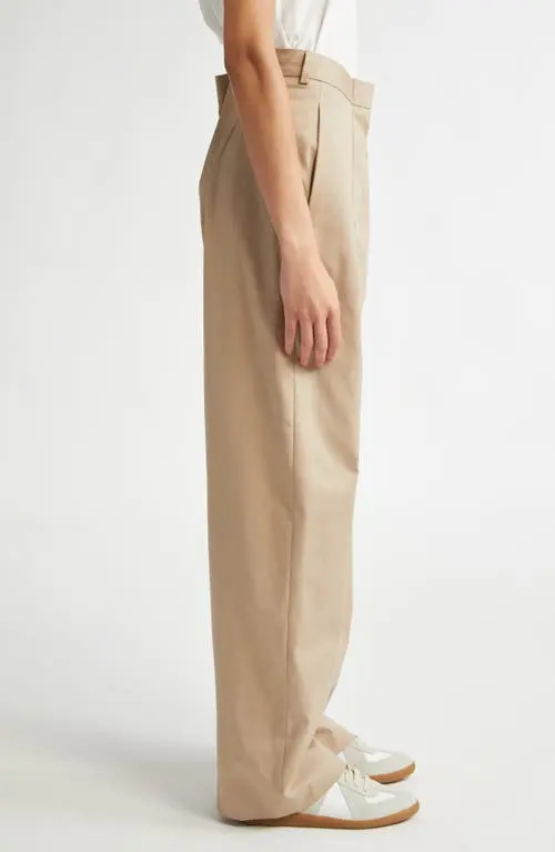 Maison Margiela Pleated Cotton Gabardine Straight Leg