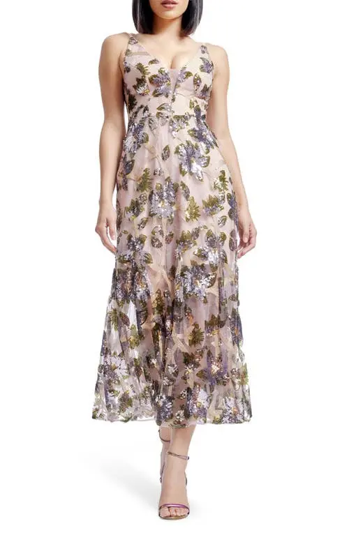 Dress The Population Sierra Sequin Embellished Evening Dress - Lilac Multi