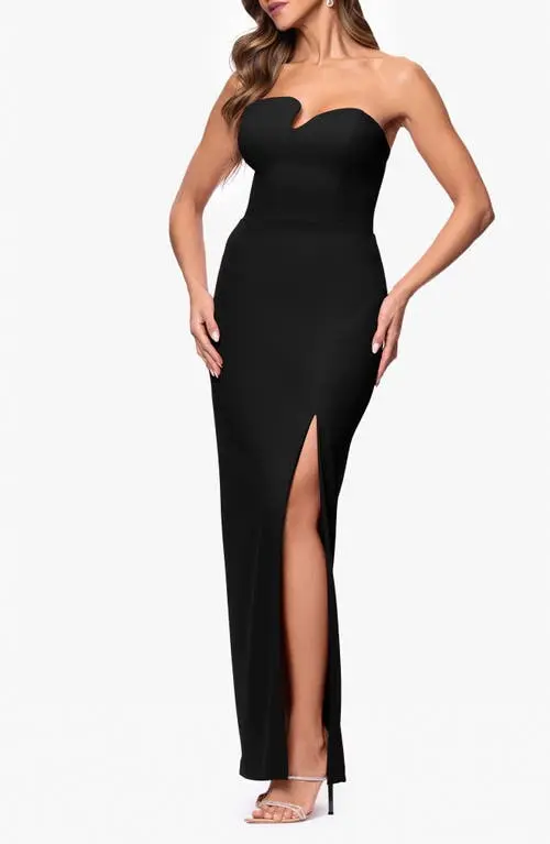Xscape Evenings Strapless Asymmetric Gown In Black - 56% Off | Editorialist