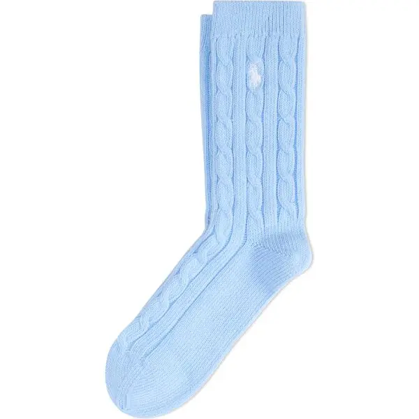 Polo Ralph Lauren Cable-knit Crew Socks - Light Blue