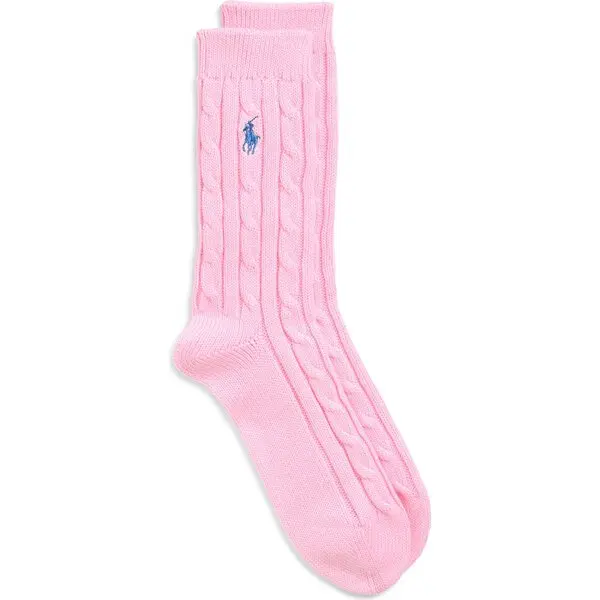Polo Ralph Lauren Cable-knit Crew Socks - Light Pink