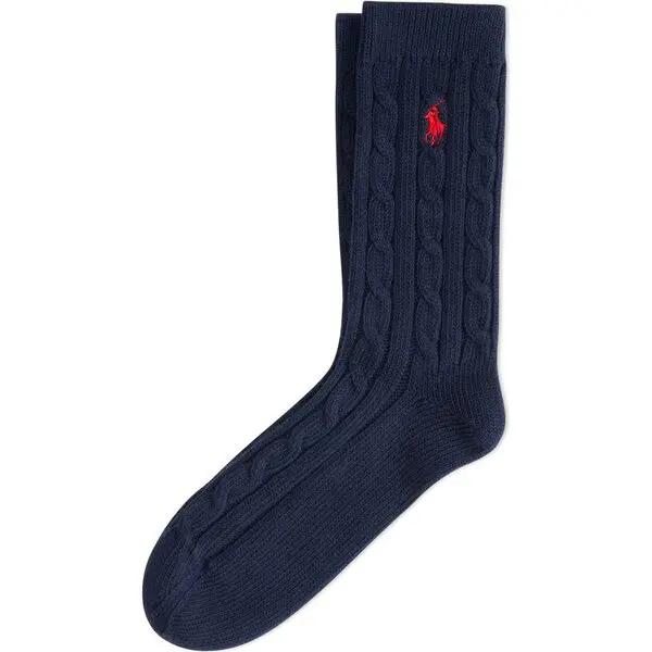 Polo Ralph Lauren Cable-knit Crew Socks - Navy