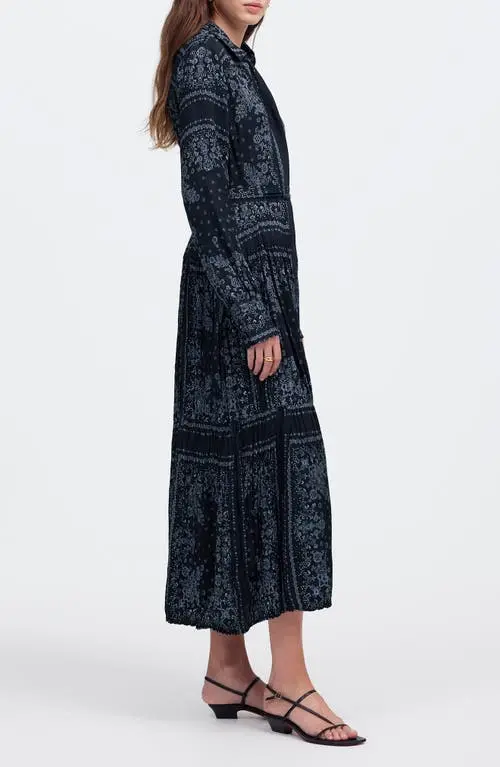 Madewell Bandana Print Tiered Midi Dress - Dark Navy | Editorialist