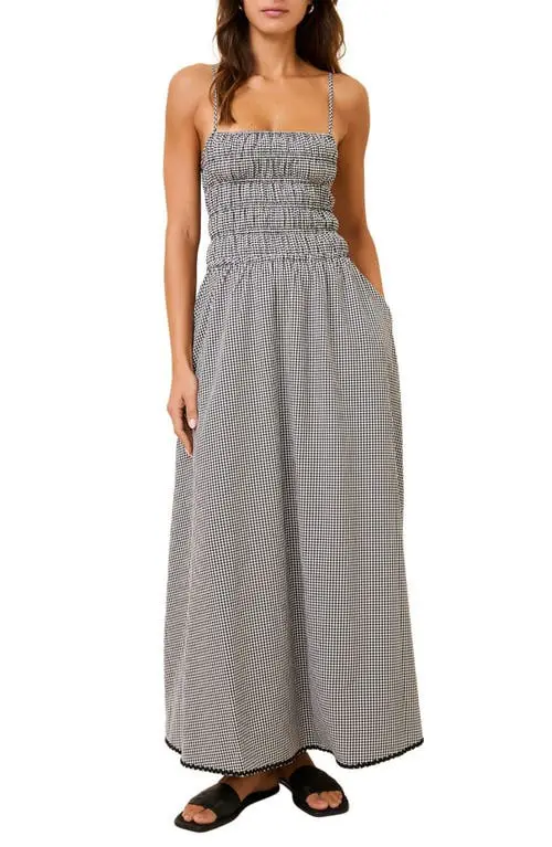 Solid & Striped The Delta Gingham Cotton Maxi Sundress - Blackout