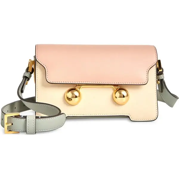 Marni Trunkaroo Leather Shoulder Bag - Camelia/shell/storm