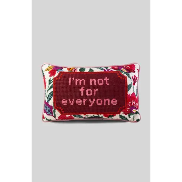 FURBISH Needlepoint Pillow - Pink/ Maroon/ Red/ White