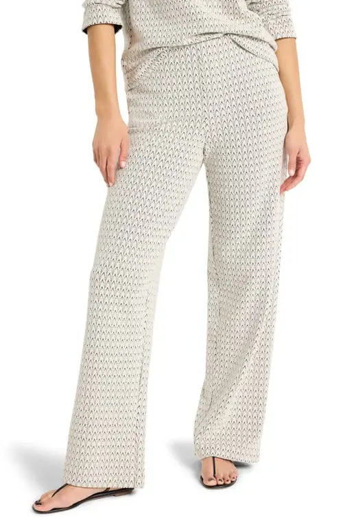 NIC+ZOE Lenox Subtle Swirl Wide Leg Cotton Blend Pants - Cream Multi
