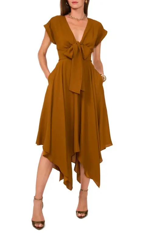 1.State Front Bow Handkerchief Hem Dress - Cathay Spice