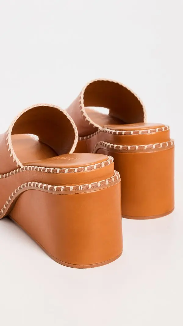Farm Rio Leather Wedge Mule Sandals