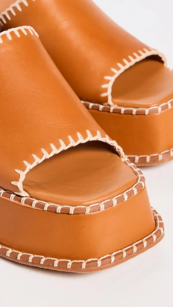Farm Rio Leather Wedge Mule Sandals