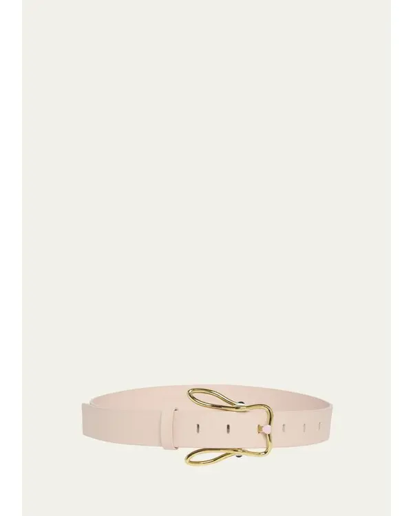 Bottega Veneta Bunny Buckle Leather Belt - Cameo