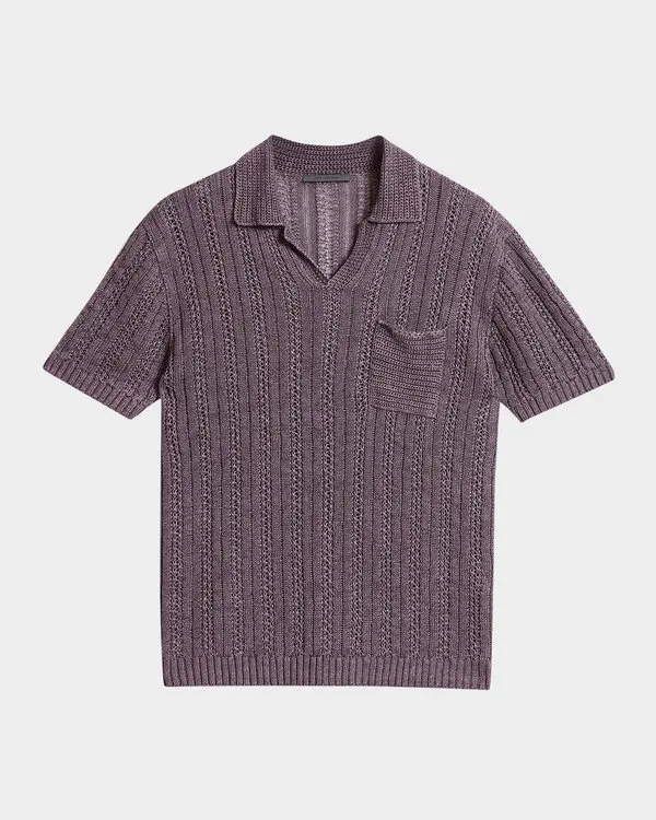 John Varvatos Odin Textured Polo Sweater - Plum