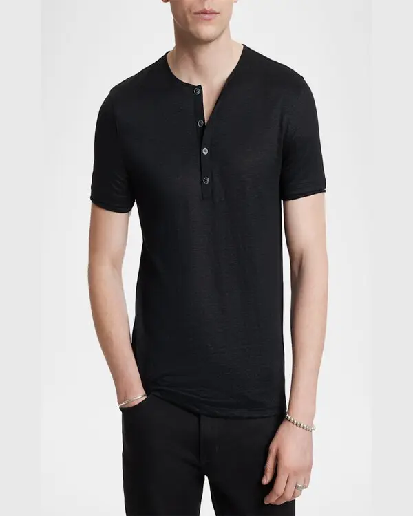 John Varvatos Bleeker Linen Henley Shirt