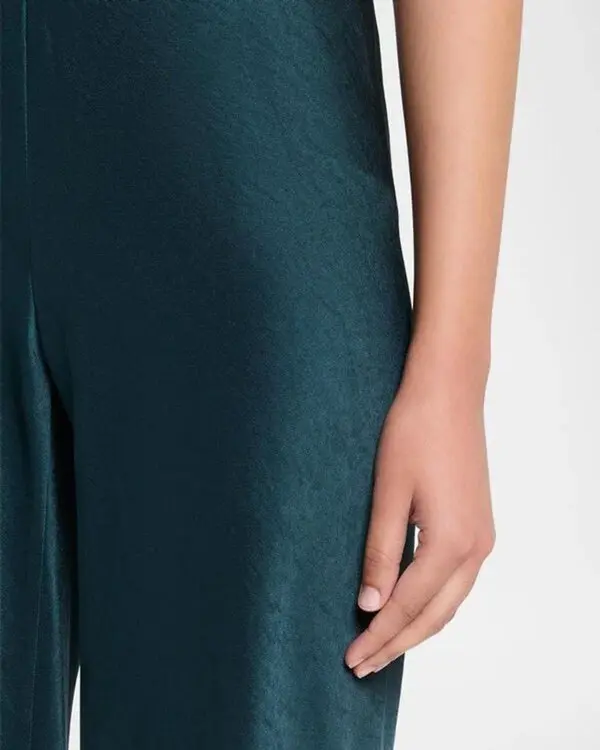 Vince Fluid Bias-cut Crushed Satin Pants - Juniper