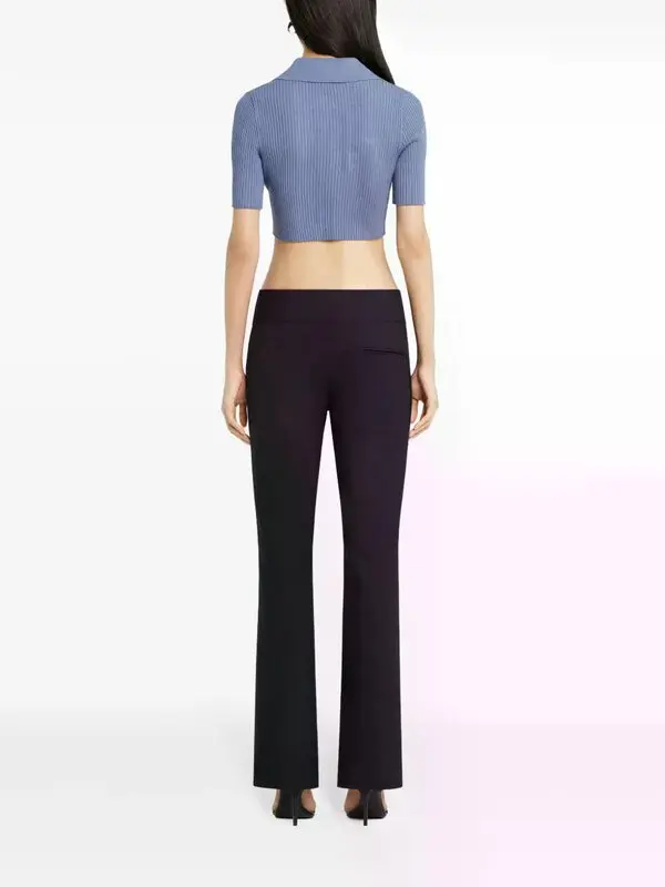 COURREGES Knitted Cropped Polo Top - Blue