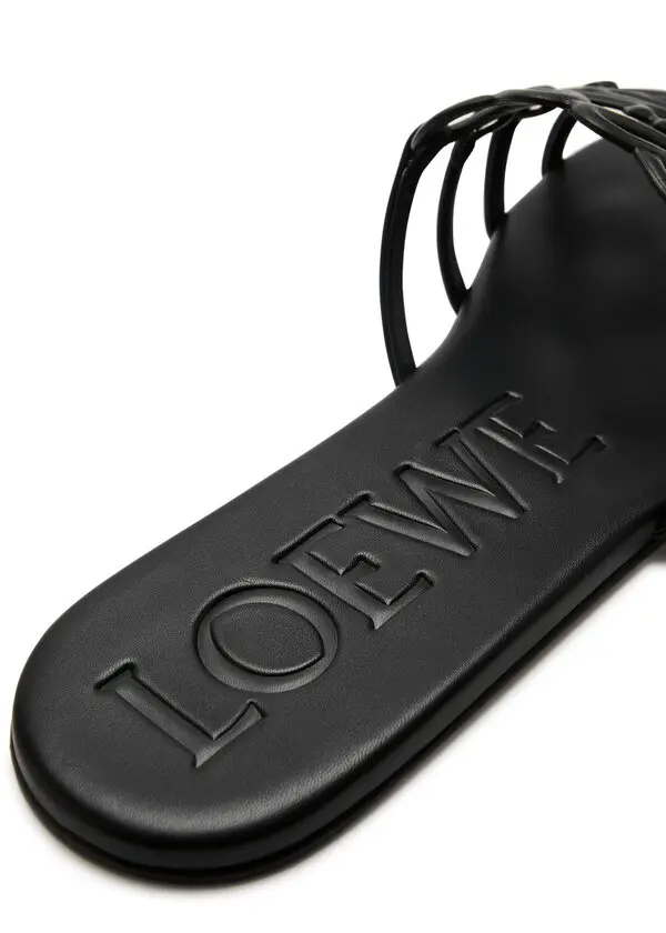 Loewe Anagram Petal Leather Sliders - Black