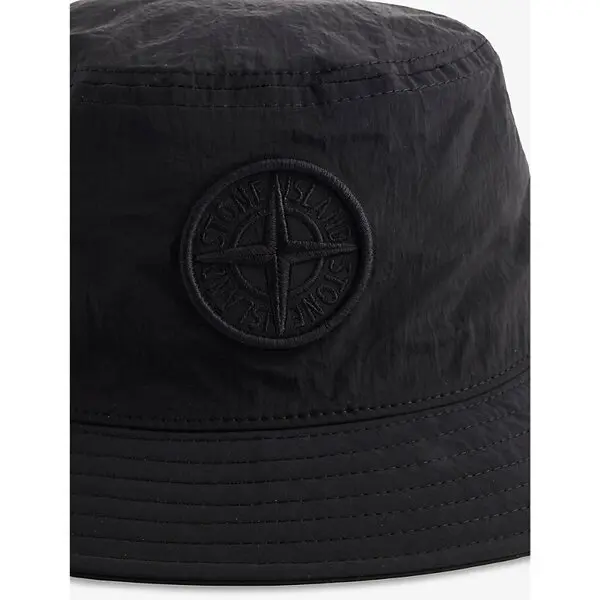 Stone Island Compass Brand-embroidery Woven Bucket Hat