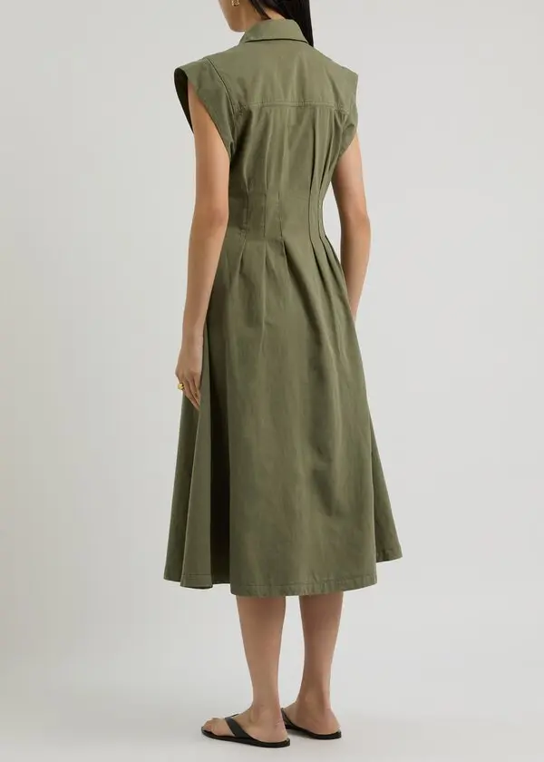 Veronica Beard Ruben Cotton Midi Dress In Green - 50% Off