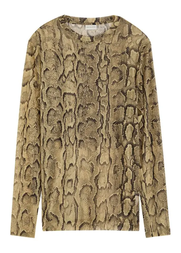 Dries Van Noten Horwick Python-print Stretch-tulle Top