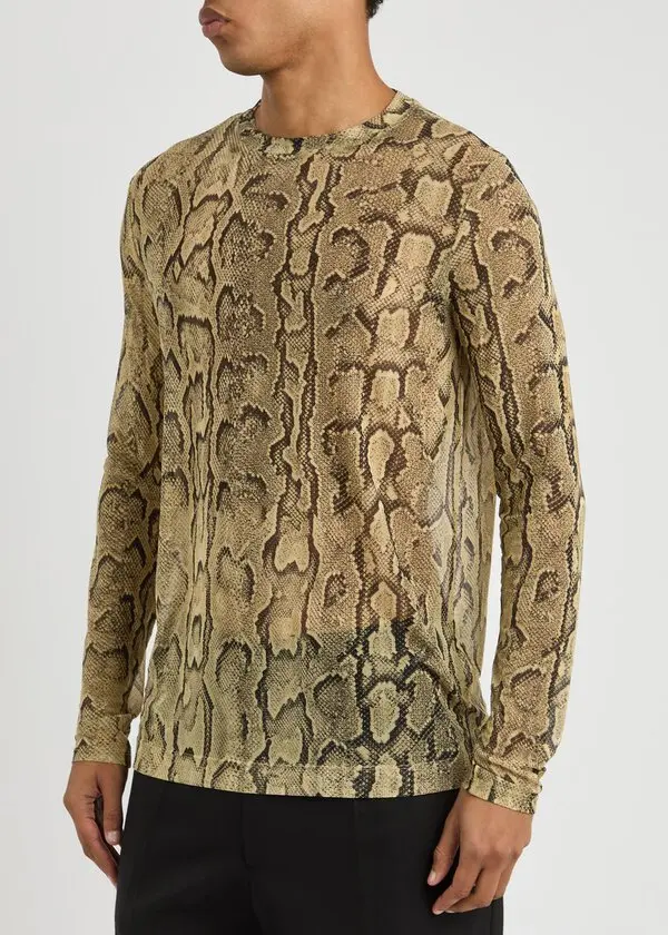 Dries Van Noten Horwick Python-print Stretch-tulle Top