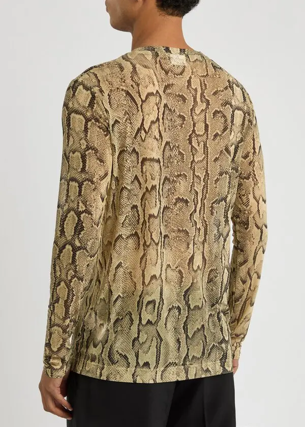 Dries Van Noten Horwick Python-print Stretch-tulle Top