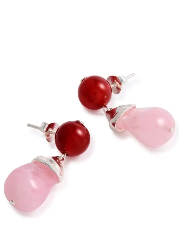 Completedworks Sculpted Agate And Sterling Silver Drop Earrings - Pink